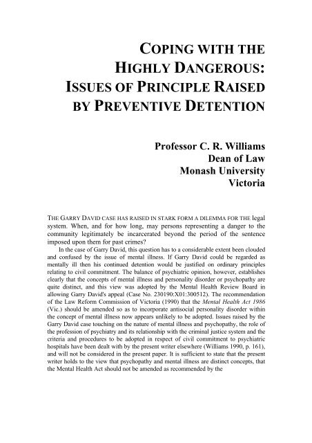 Coping with the highly dangerous : issues of principle raised by ...