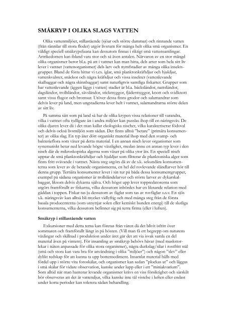 Smakryp i olika slags vatten