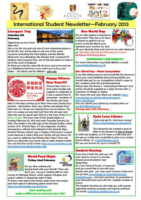 International Student Newsletter—February 2013 - Bangor University
