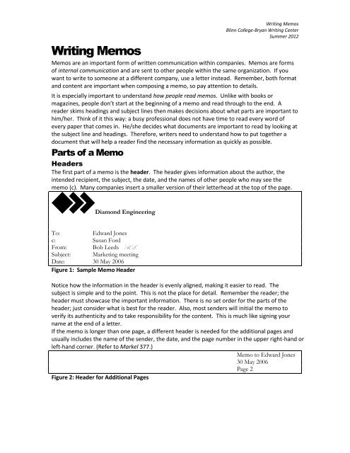 Writing Memos - Blinn College