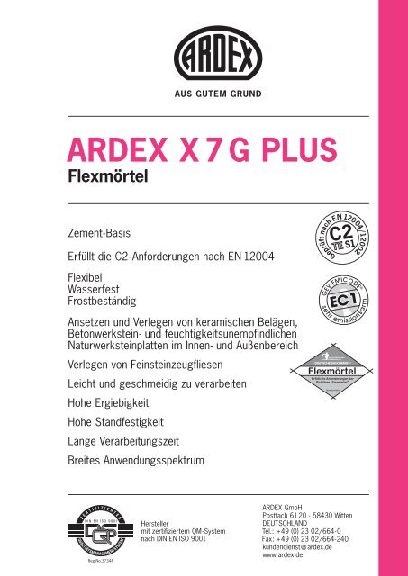 ARDEX X7G PLUS Flexmörtel