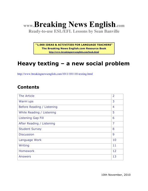 13-Page PDF Handout - Breaking News English
