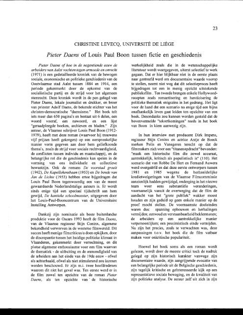 Pieter Daens of Louis Paul Boon tussen fictie en geschiedenis