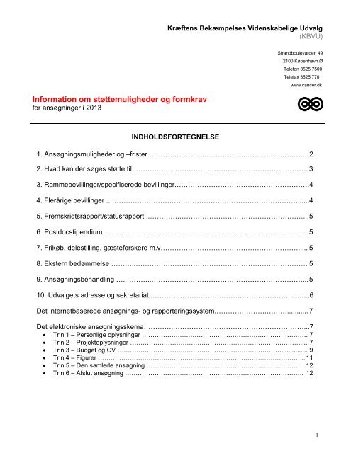 Information om støttemuligheder og formkrav - Kræftens Bekæmpelse