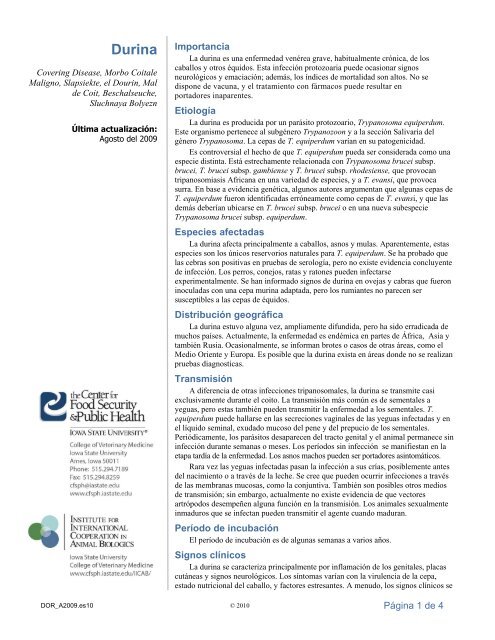 Durina - The Center for Food Security and Public Health