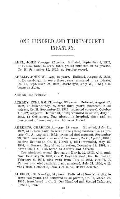 134th New York Infantry Soldier Roster - Civil War Index