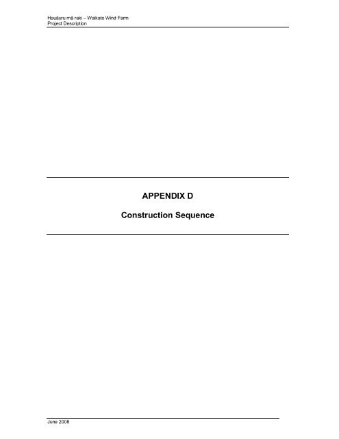 APPENDIX D Construction Sequence - Contact Energy