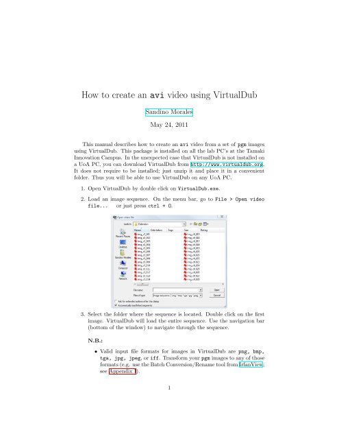 How to create an avi video using VirtualDub