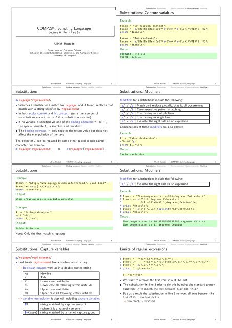 COMP284: Scripting Languages - Computer Science - University of ...