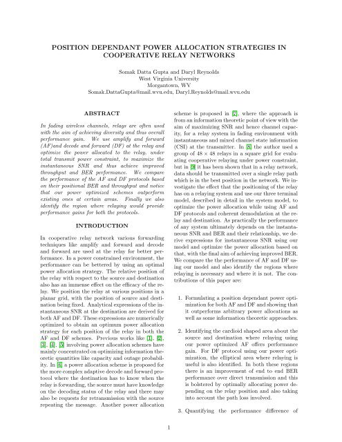 position dependant power allocation strategies in cooperative relay ...