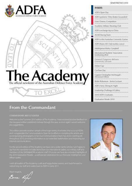 From the Commandant - Department of Defence