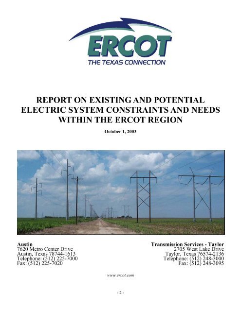 report on existing and potential electric system ... - ERCOT.com