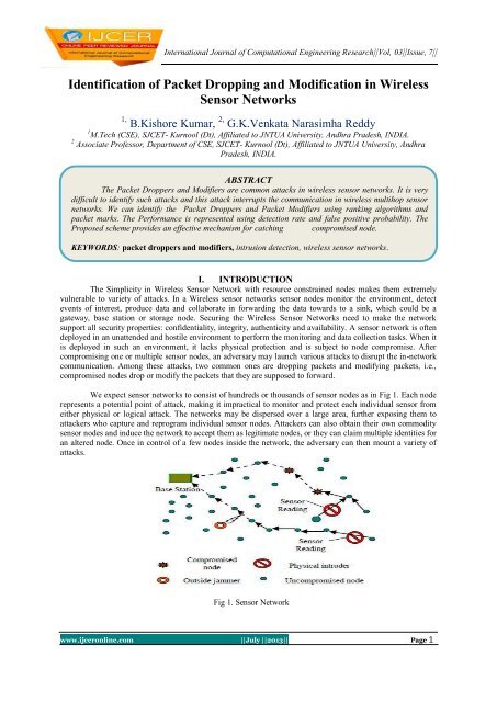 Identification Of Packet Dropping And Modification In Wireless Sensor Networks