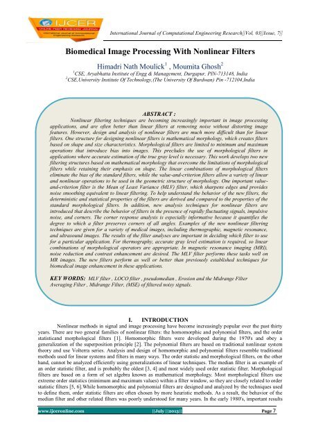 Biomedical Image Processing With Nonlinear Filters
