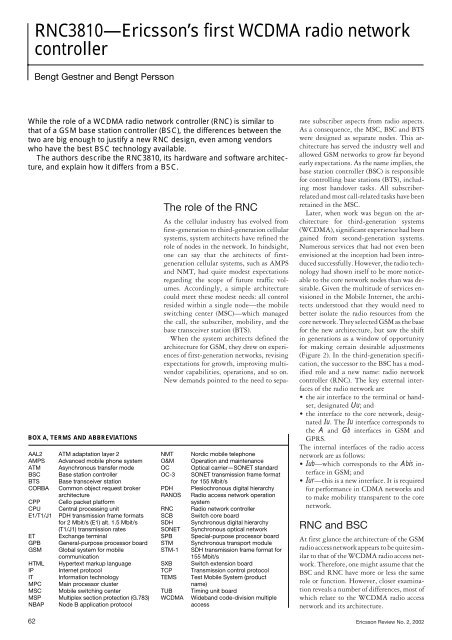 RNC3810—Ericsson's first WCDMA radio network controller