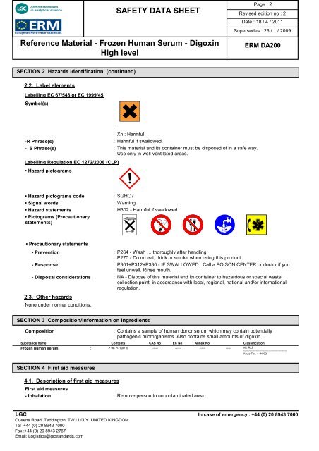 Page : 2 SAFETY DATA SHEE
