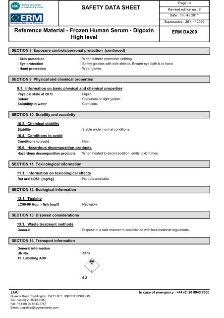 Page : 4 SAFETY DATA SHEE