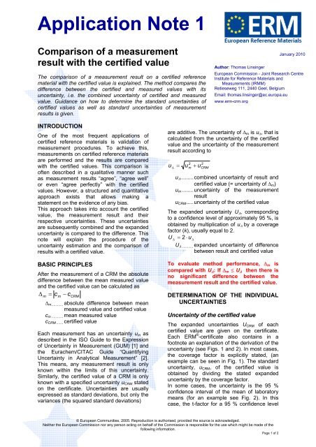 Application Note 1 - IRMM - Europa