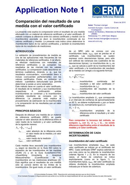 Application Note 1 - IRMM - Europa