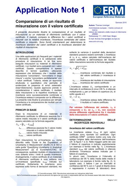 Certificate of - IRMM - Europa