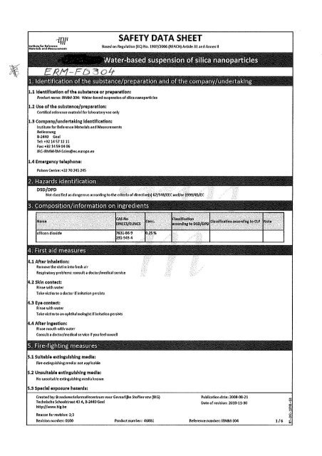 Safety Data Sheet - European Reference Materials