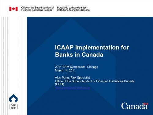 ICAAP Implementation For Banks In Canada - ERM Symposium