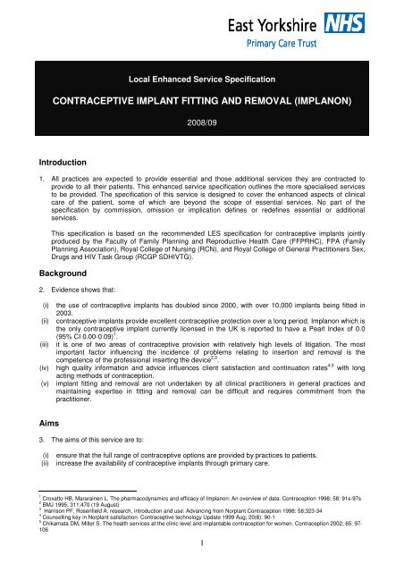 CONTRACEPTIVE IMPLANT FITTING AND REMOVAL (IMPLANON)