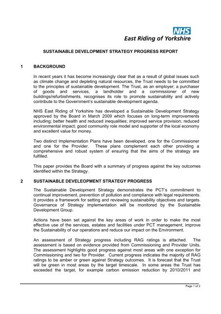 SUSTAINABLE DEVELOPMENT STRATEGY PROGRESS REPORT ...
