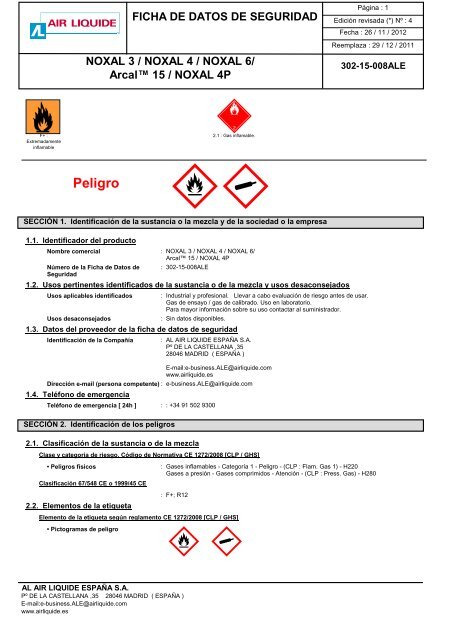 FDS Noxal 3 - 4 - 4P - 6 ... [302-15-008ALE] - Air Liquide