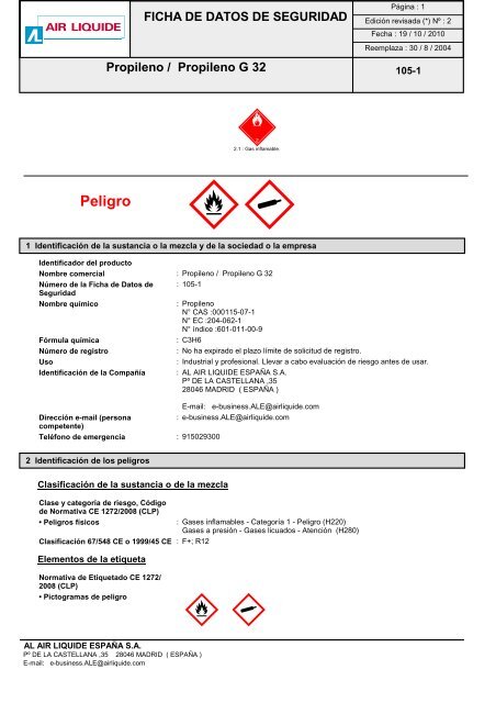 FDS Propileno - Air Liquide