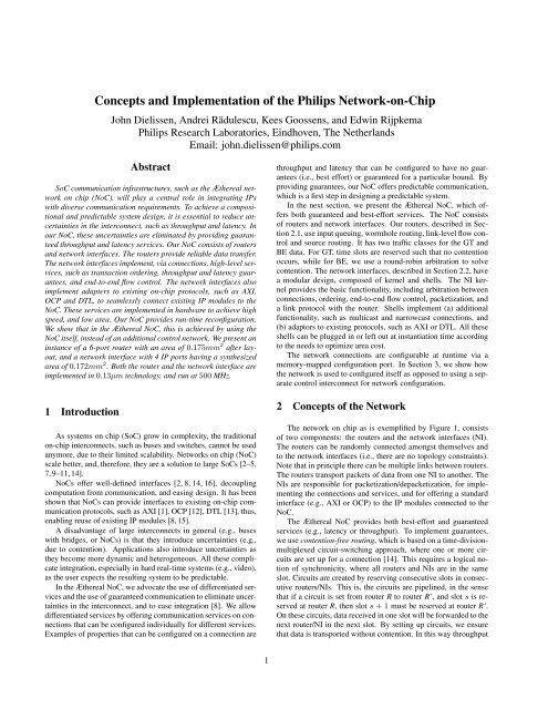 Concepts and Implementation of the Philips Network-on-Chip