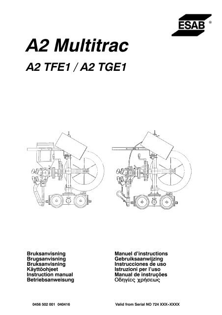 A2 TFE1, TGE1, (As Multitrac) - ESAB