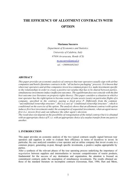 ALLOTMENT CONTRACT WITH OPTION - Esade