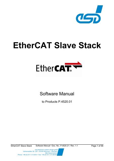 Ethercat Slave Stack Esd Electronics Inc