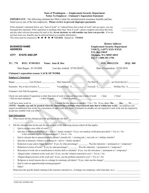 State of Washington - Employment Security Home