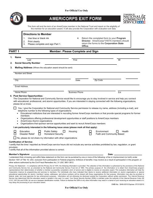 CNCS exit form - Employment Security Home