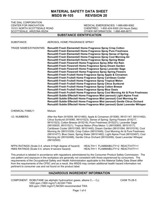 material safety data sheet msds w-105 revision 20 - CleanEasier ...