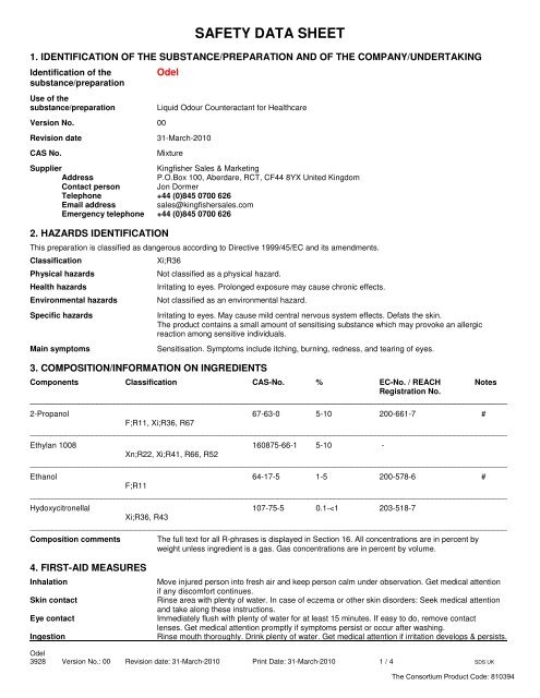 SAFETY DATA SHEET - The Consortium