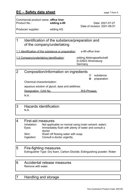 EC – Safety data sheet