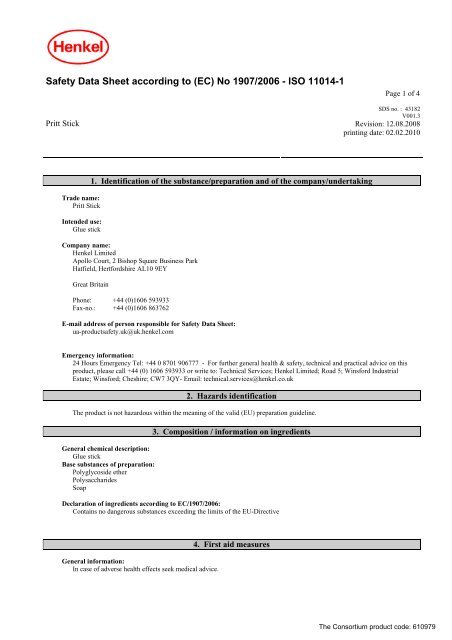 Safety Data Sheet according to (EC) No 1907 ... - The Consortium