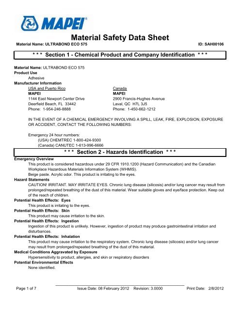 Mapei Ultrabond ECO 575 - Erv Parent