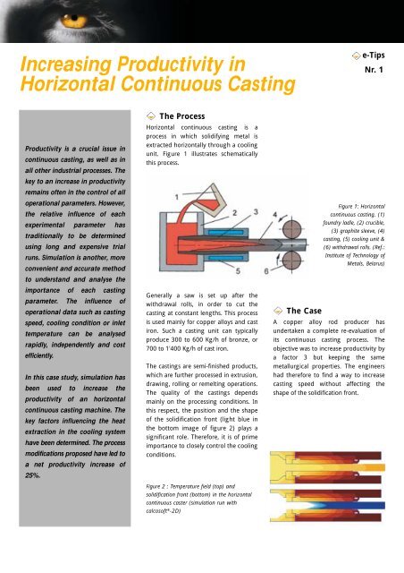 Increasing Productivity in Horizontal Continuous Casting - ESI Group