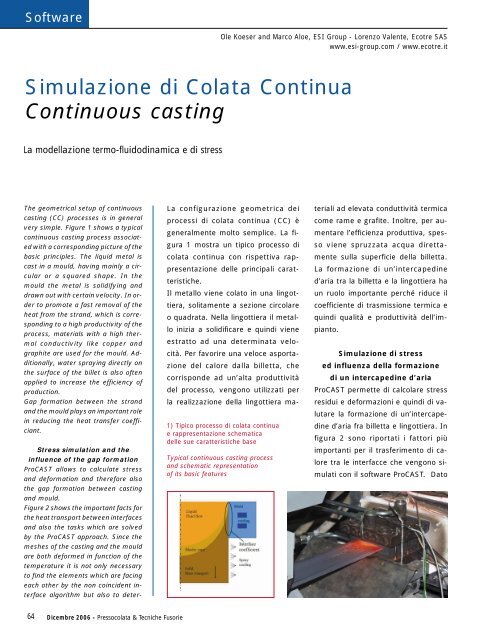 Simulazione di Colata Continua Continuous casting - ESI Group