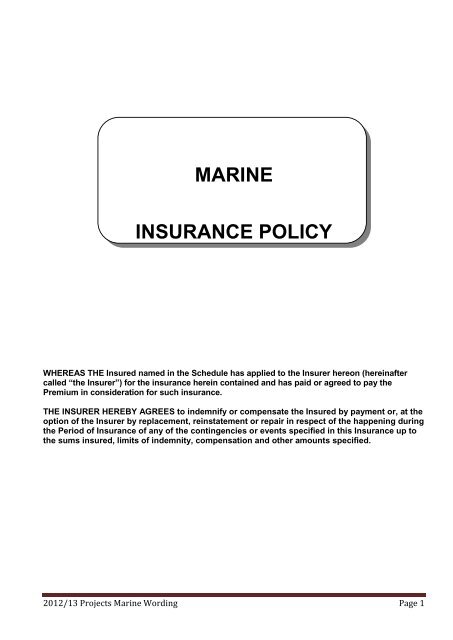 Marine insurance policy - Eskom