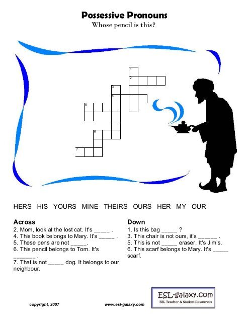 Possessive Pronoun Word Search