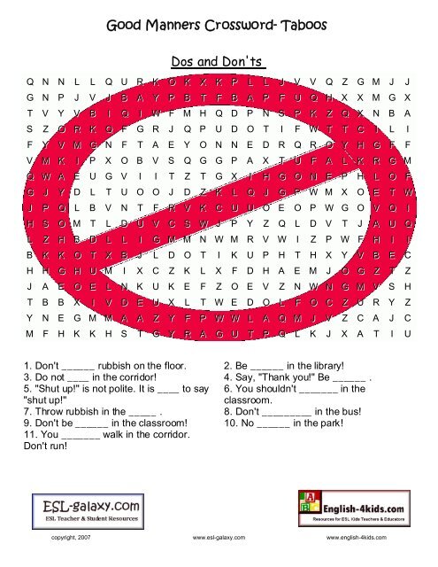 Good Manners Crossword Taboos Dos And Don ts ESL Galaxy good-manners-crossword-taboos-dos-and-don-ts-esl-galaxy