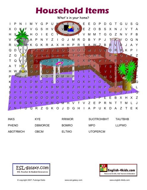 Household Items Vocabulary