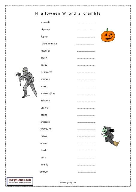 Halloween Word Scramble FREE Halloween Word Scramble Printable (Game