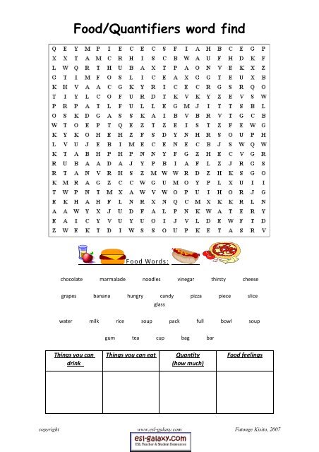 Food/Quantifiers word find - ESL Galaxy