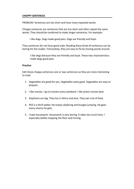 choppy and run on sentences - eslwriting.org